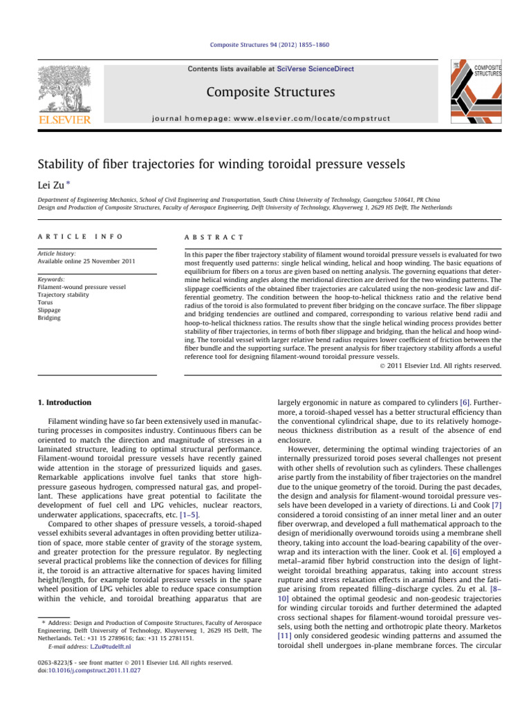 Stability of Fiber Trajectories for Winding Toroidal Pressure Vessels | PDF