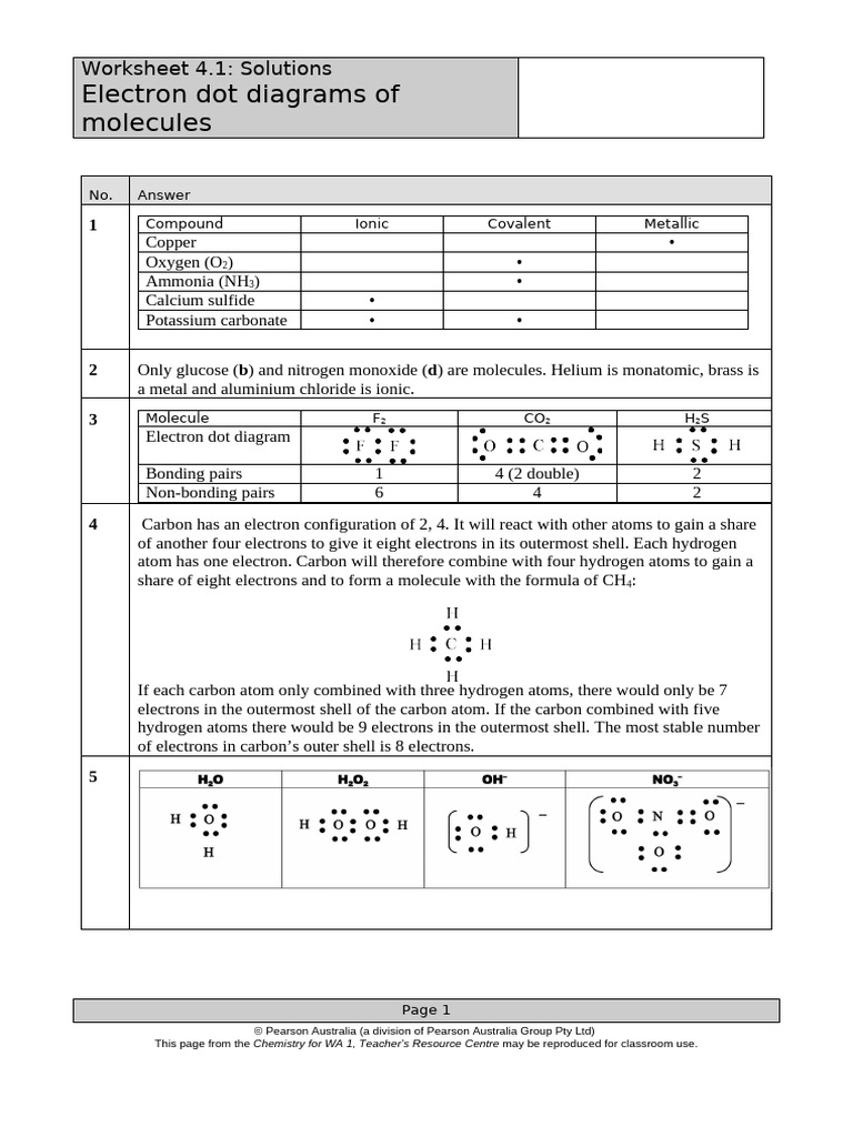 A. Electron Dot Diagrams - Solutions | PDF