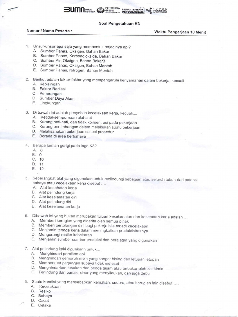 Soal K3 Petrokimia | PDF