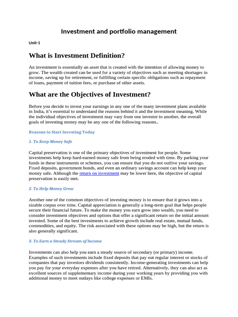 Investment and Portfolio Management | PDF | Financial Risk | Investing