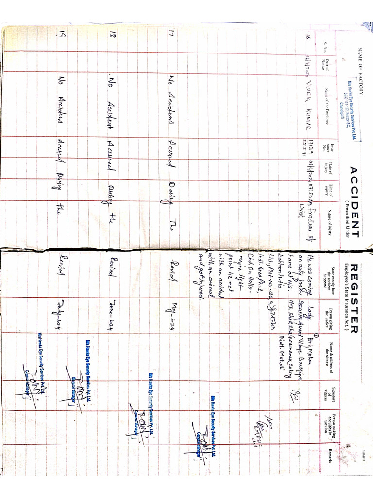 Accident Register | PDF