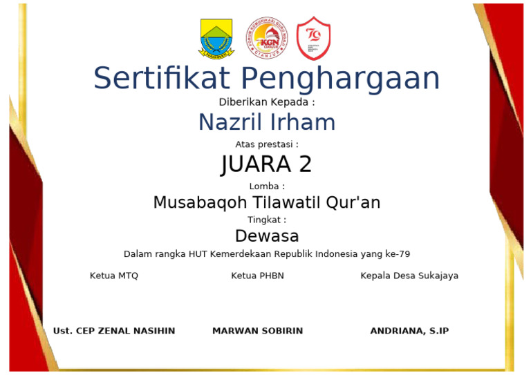 Sertifikat MTQ | PDF