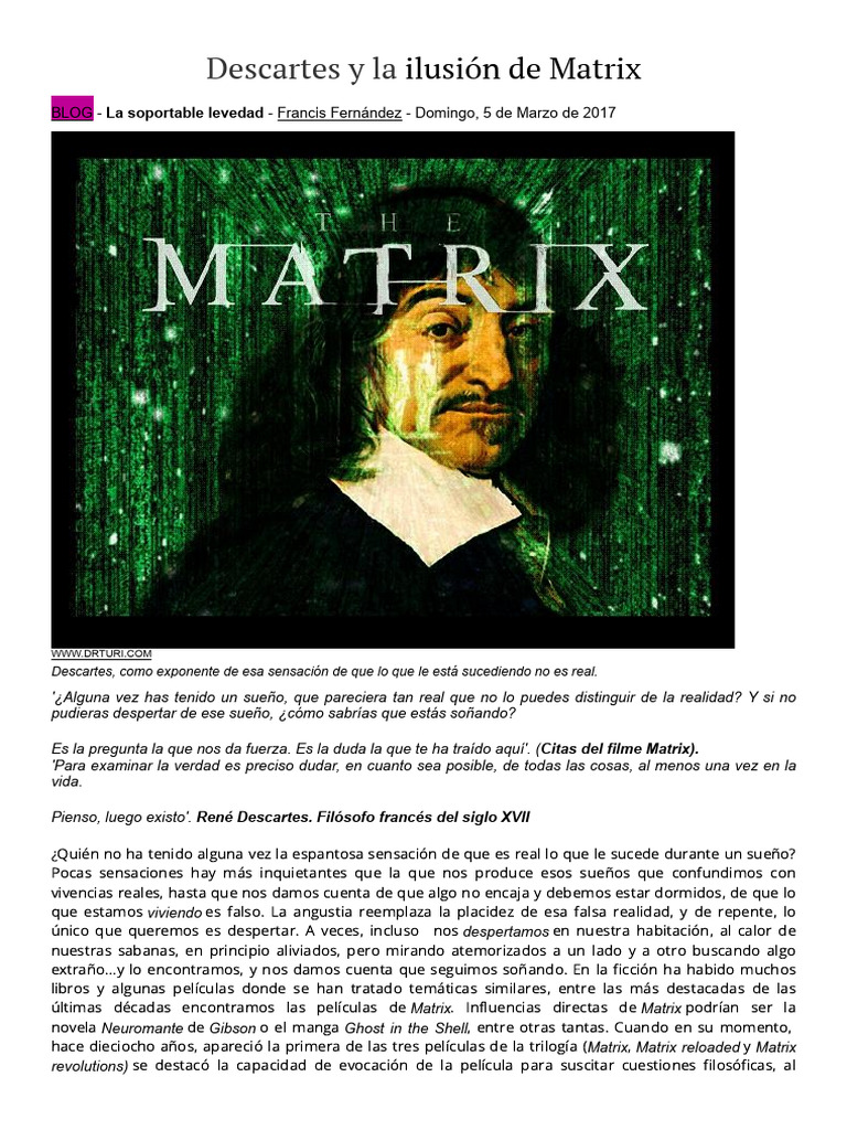 Descartes y La Ilusión de Matrix | PDF