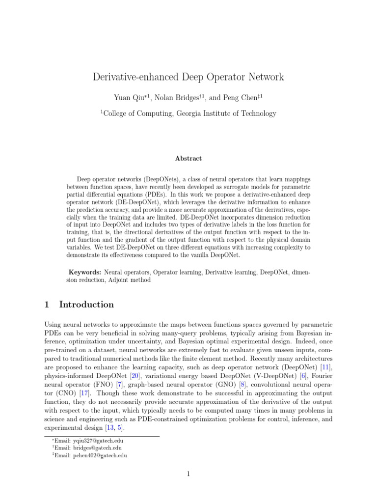 Derivative-Enhanced Deep Operator Network | PDF