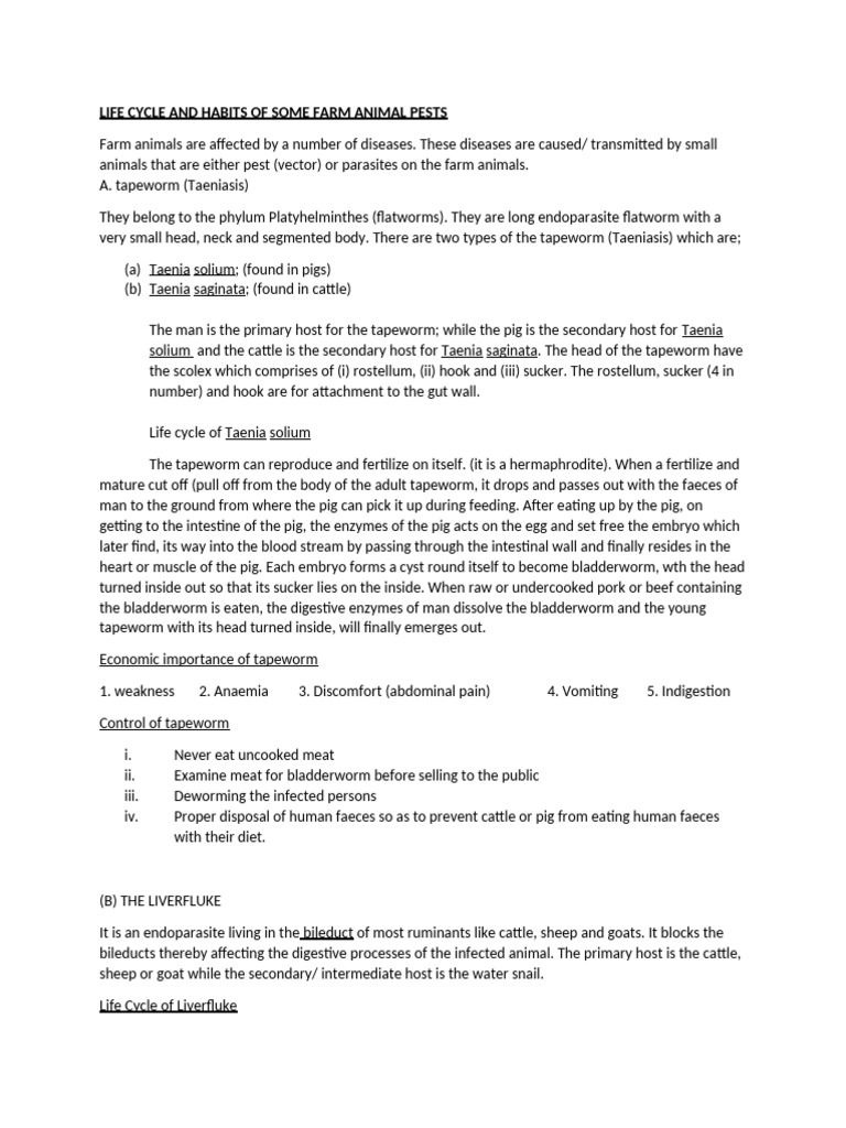 Life Cycle and Habits of Some Farm Animal Pests | PDF