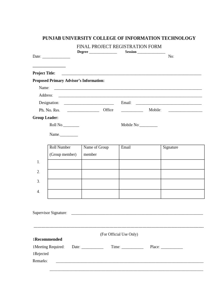Project Registration Form | PDF