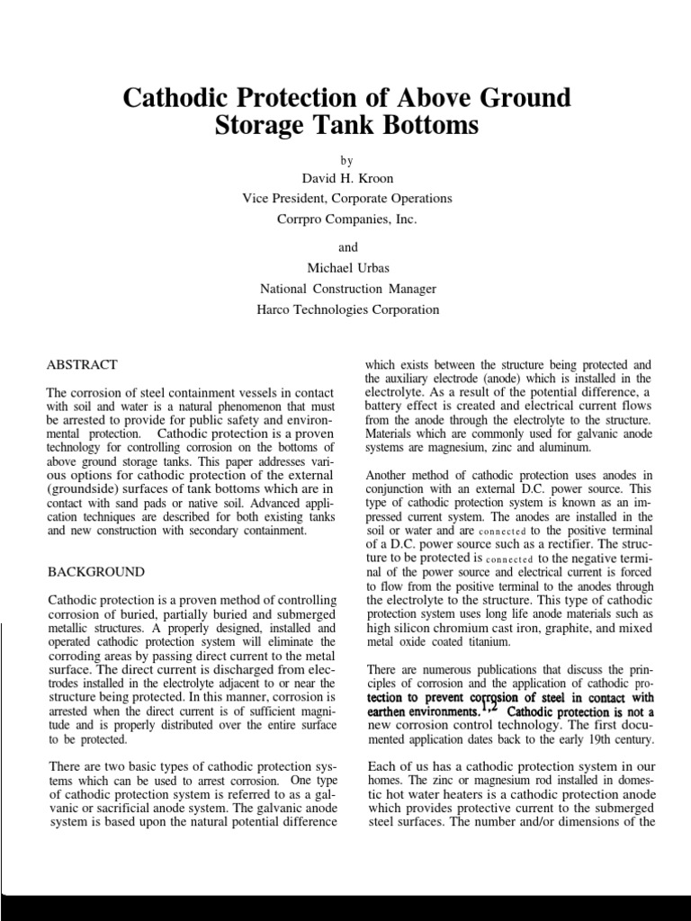 40CP Cathodic Protection of Above Ground Storage Tank Bottoms | Anode ...