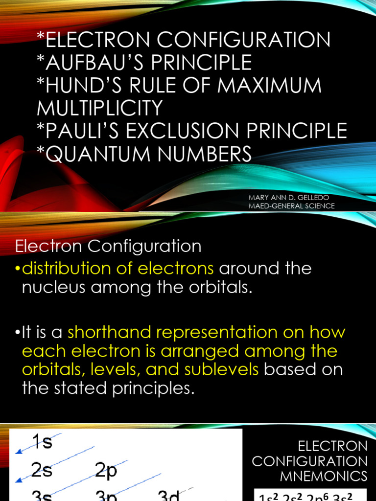 Electron Configuration And Quantum Numbers Pdf Atomic Orbital Electron