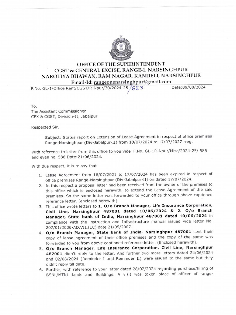 Status Report for Extension of Lease Agreement | PDF