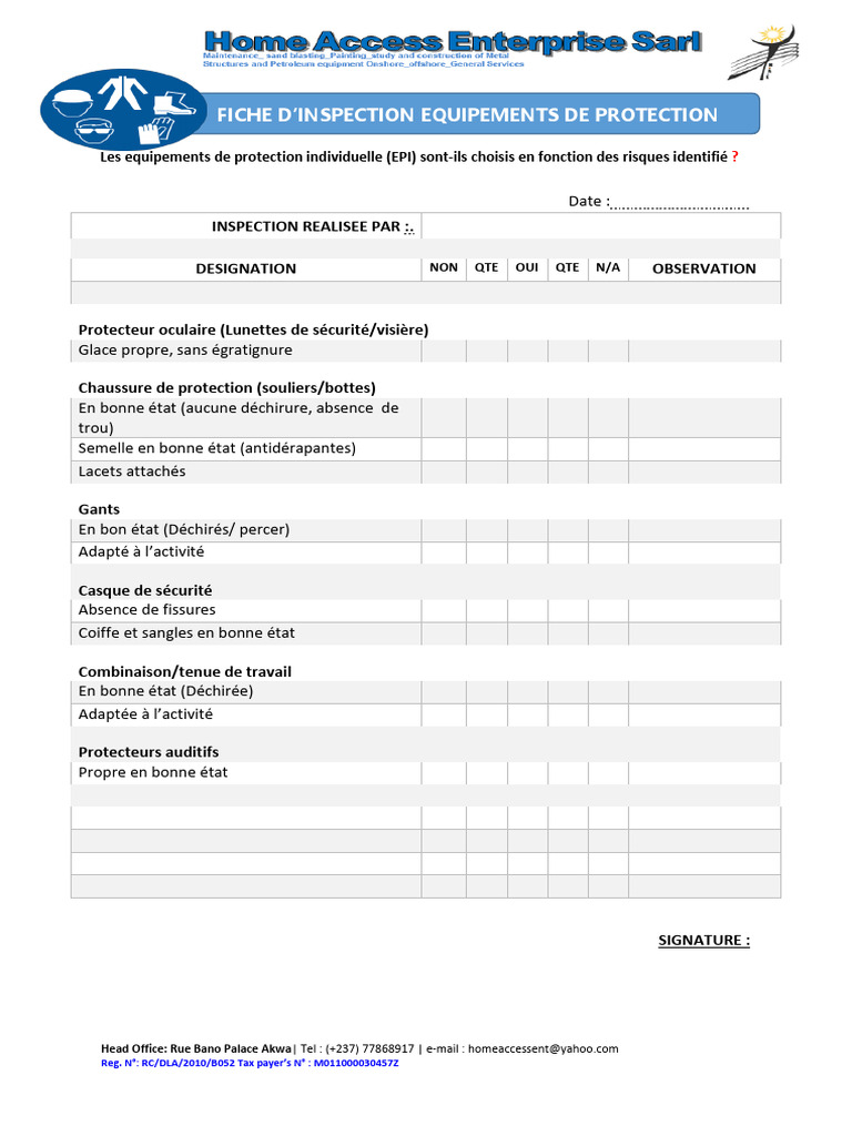 Fiche Inspection Epi | PDF