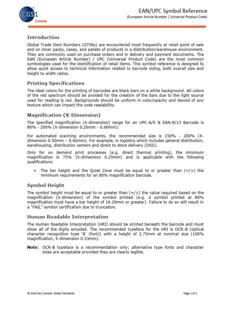EAN UPC Symbol Reference | PDF