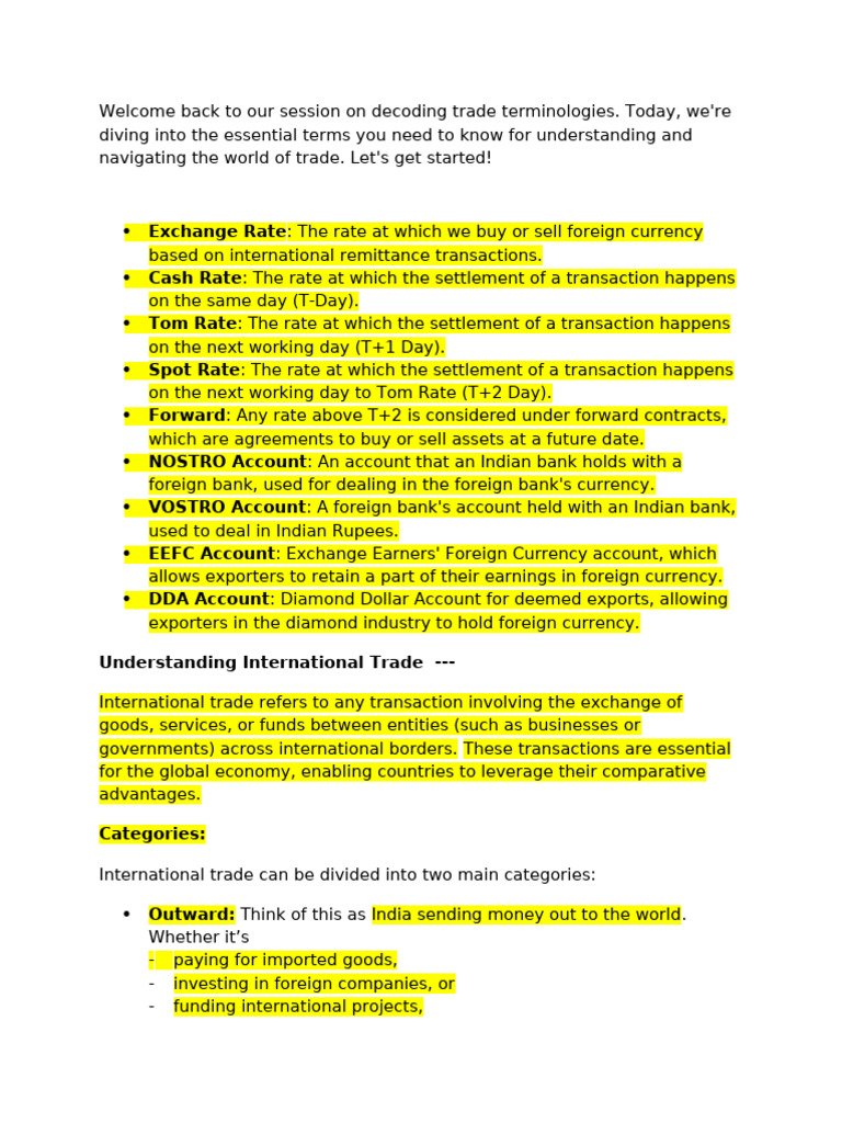 Decoding Trade Terminologies | PDF