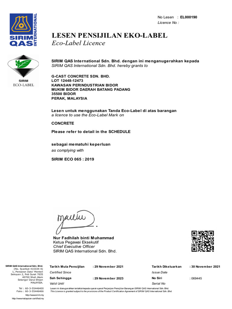 SIRIM Eco Label License BDR | PDF