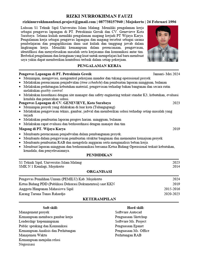 CV Rizki Nurrokhman Fauzi | PDF