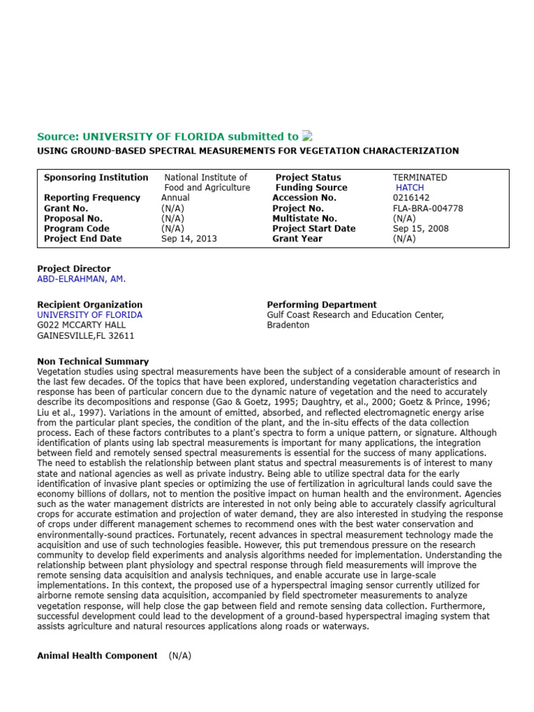 Using Ground-Based Spectral Measurements For Vegetation ...