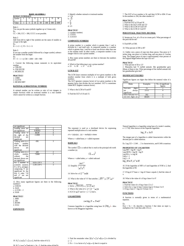 BASIC ALGEBRA 1 Lecture | PDF
