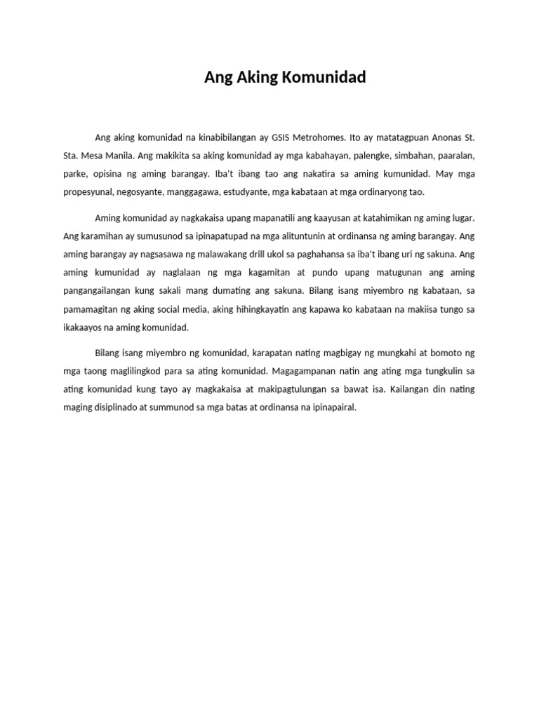 Ang Aking Komunidad | PDF