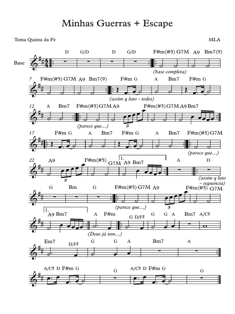 Minhas Guerras + Escape - Partitura Completa | PDF
