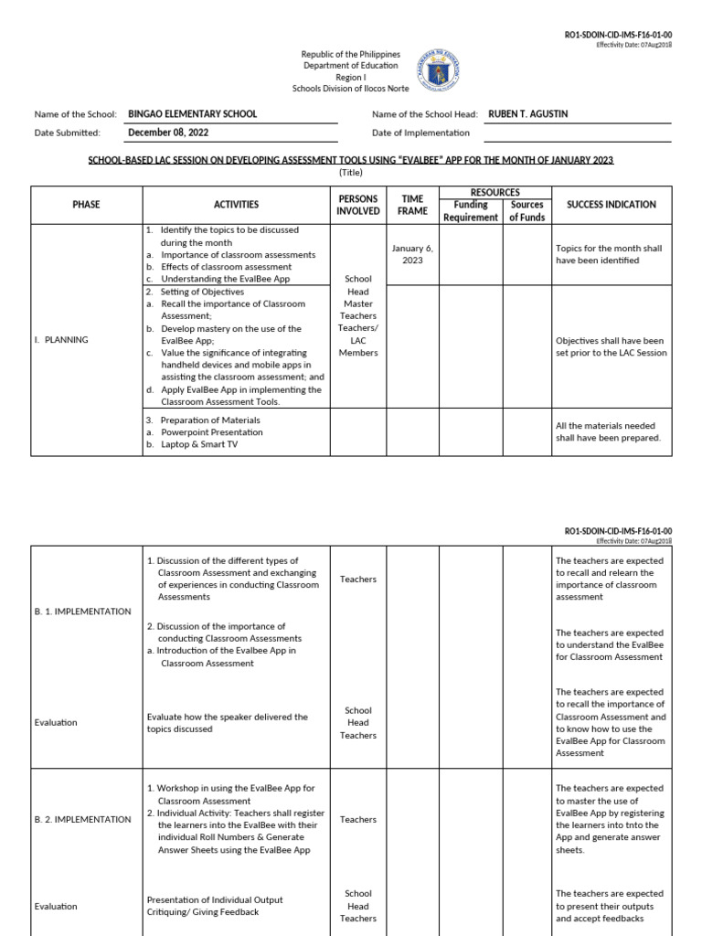 Lac Plan Proposal | PDF