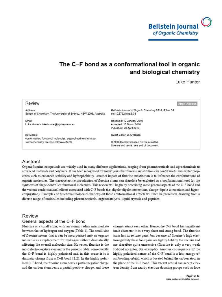 The C-F Bond As A Conformational Tool in Organic and Biological ...