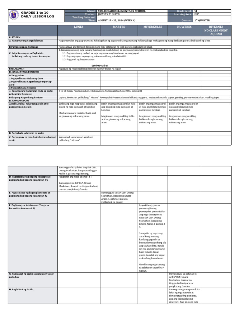 DLL - Esp 6 - Q1 - W4 | PDF