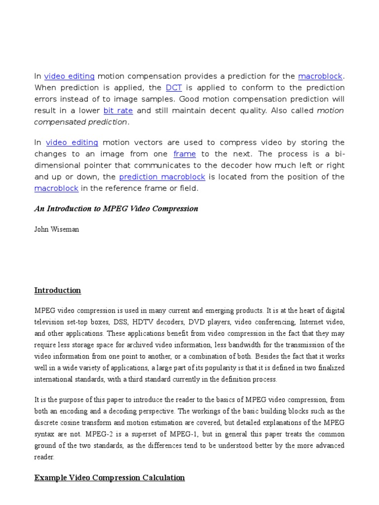 An Introduction To MPEG Video Compression | Download Free PDF | Data Compression | Video
