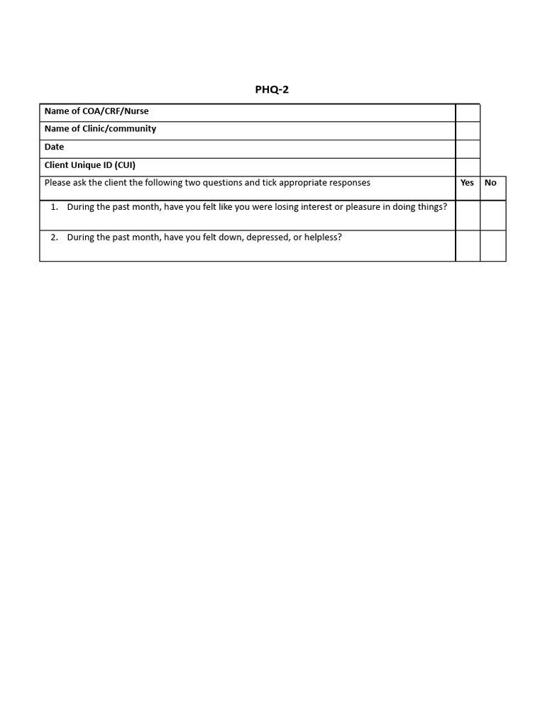 PHQ 2 | PDF