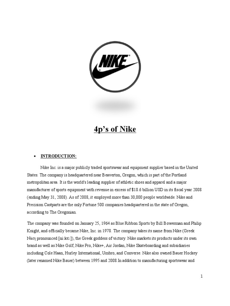 4 P's of Nike | PDF | Nike | Marketing