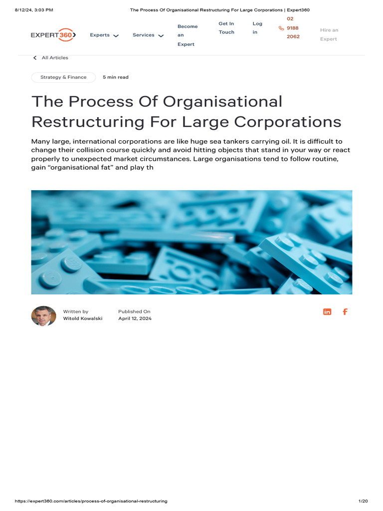 The Process of Organisational Restructuring For Large Corporations - Expert360 | PDF