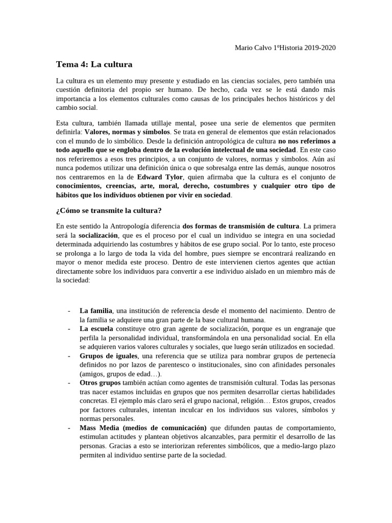 Tema 4 La Cultura | PDF