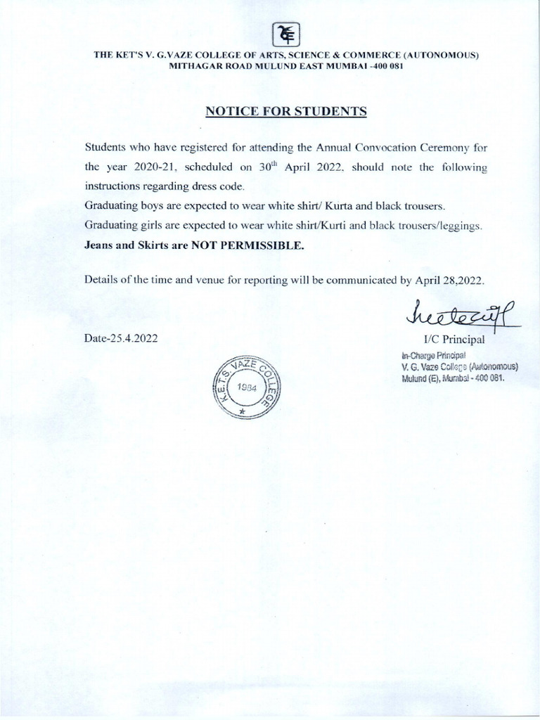 Dress Code Notice For Students 2020 2021 0001 | PDF