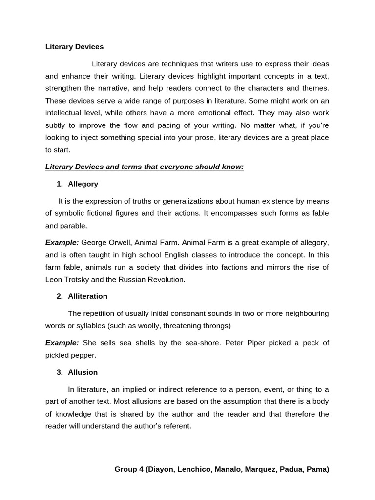 Group 4 Literary Devices SEEN 30153 | PDF