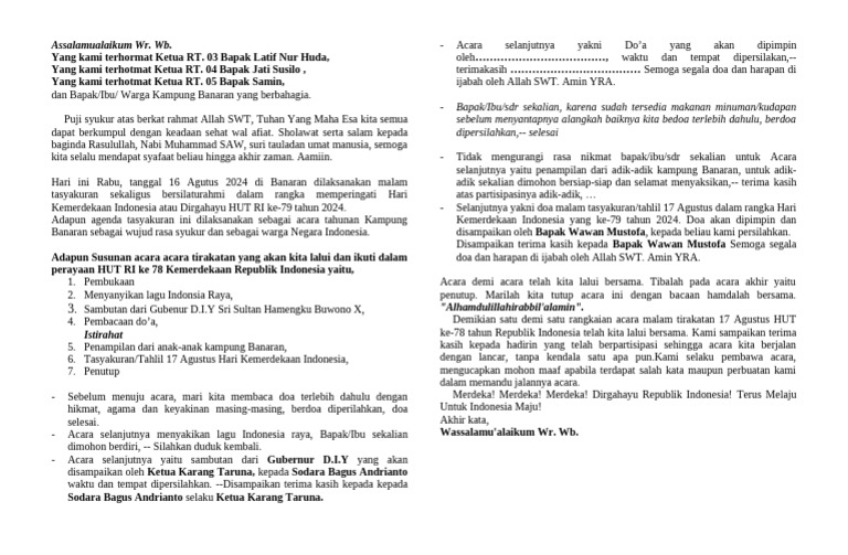 Contoh MC TIRAKATAN | PDF