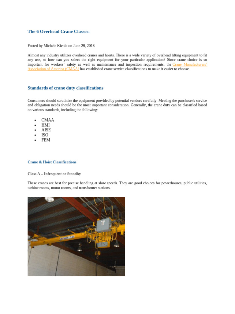 Crane Classification | PDF