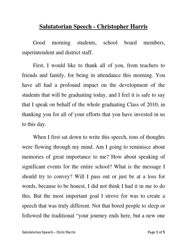 Salutatorian Speech Examples 111 | PDF