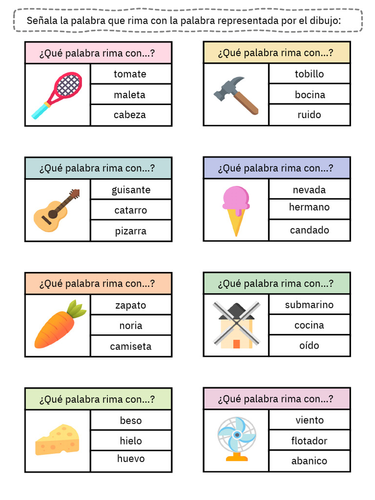 Que Palabra Rima Con - COLEGIO PDF | PDF