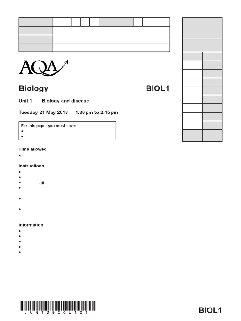 A2 Biology Paper 1 June 13 QP | PDF