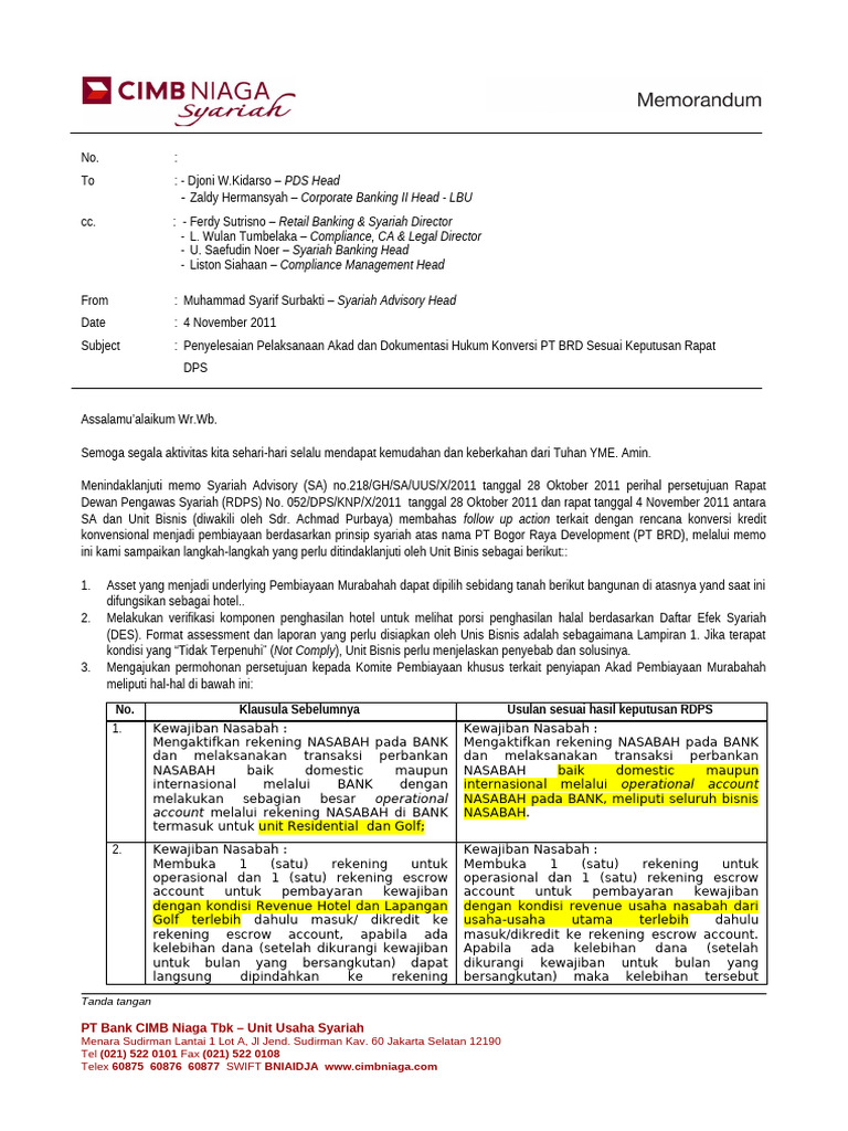 Memo Penyelesaian Konversi PT BRD FINAL | PDF