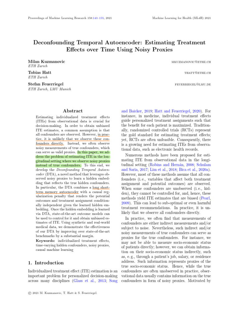 2021 Kuzmanovic ML4H | PDF