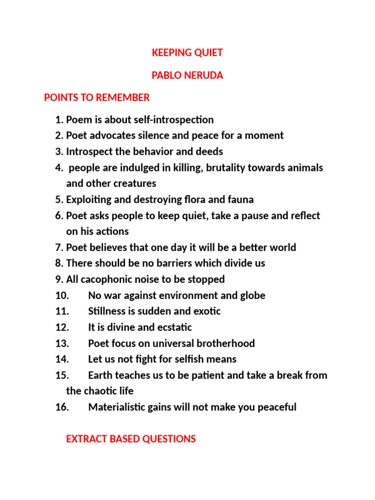 Notes Keeping Quiet | PDF