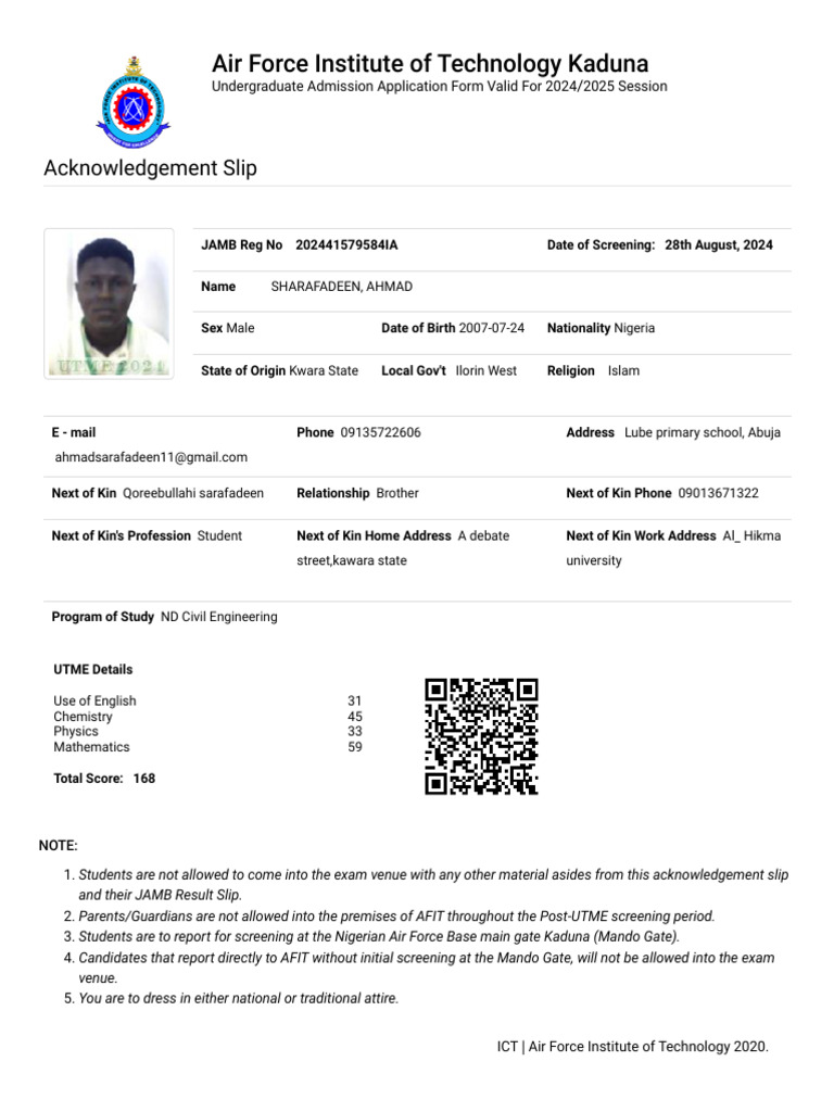 portal.afit.edu.ng_nd_print_card | PDF