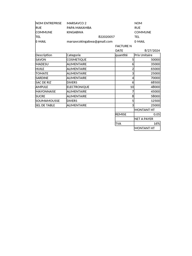 TP Facture Informatique de Gestion Ii | PDF