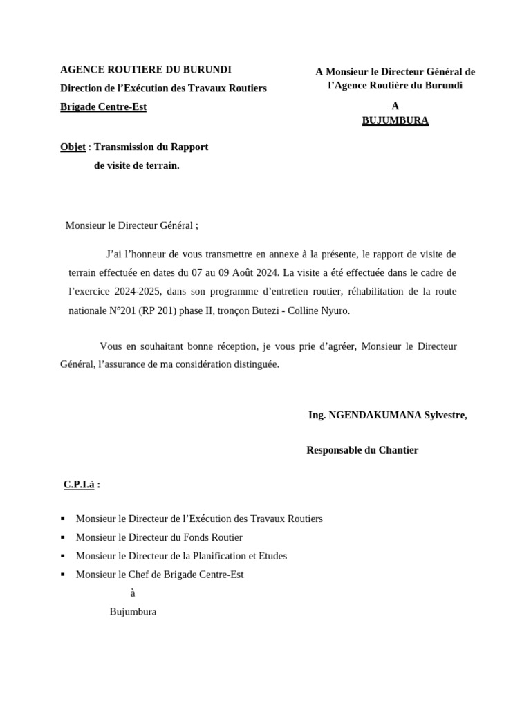 Lettre de Transmission | PDF