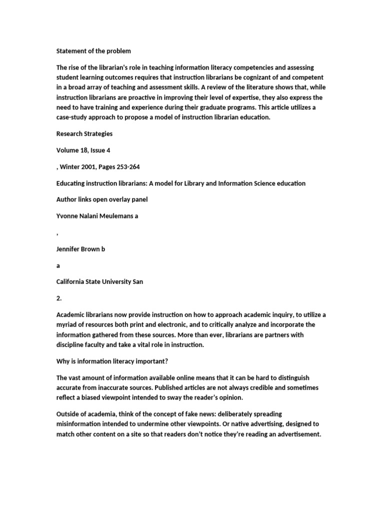 Statement of The Problem 2024 | PDF