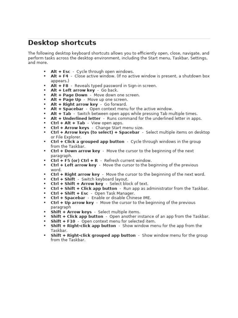 Windows Shortcuts | PDF
