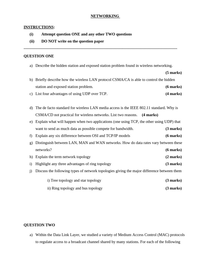 NETWORKING EXAM | PDF