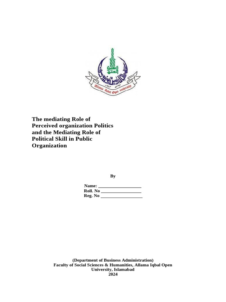 The Mediating Role of Perceived Organization Politics and The Mediating ...