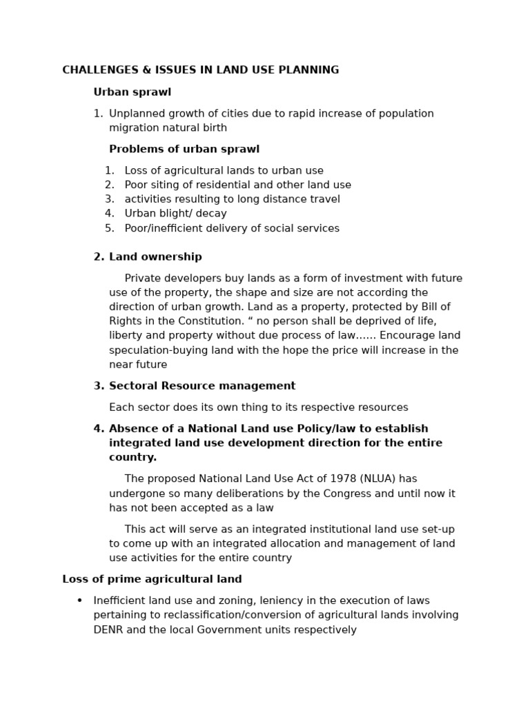 Challenges & Issues in Land Use Planning | PDF