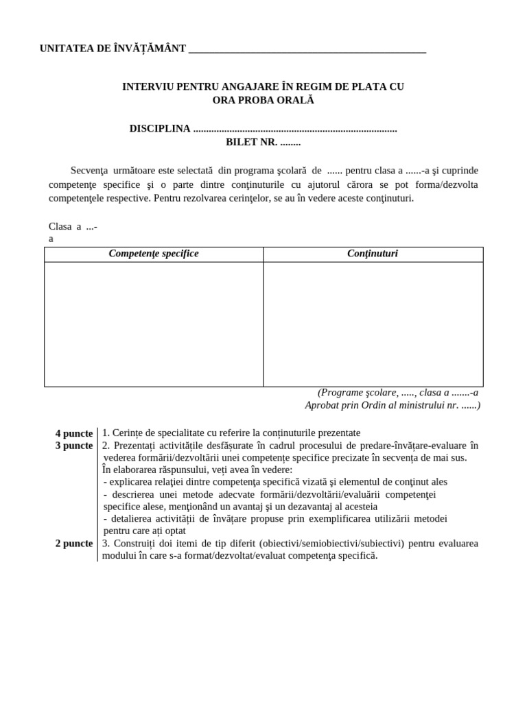 Anexa 3 - Schema Bilet Interviu | PDF