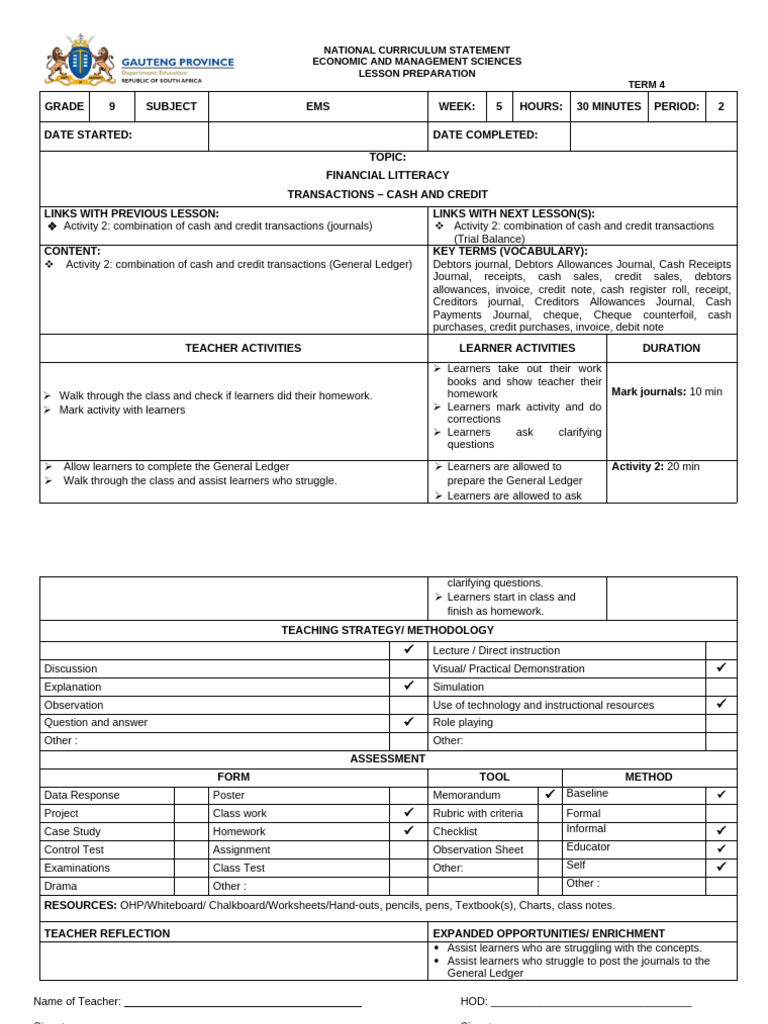 8. WEEK 5 LESSON PLAN 2 | PDF